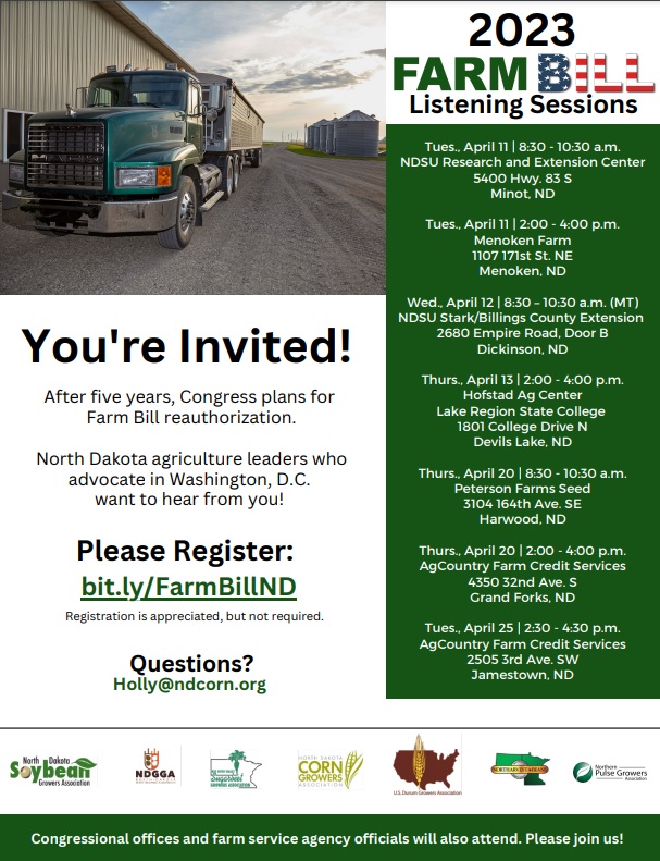North Dakota Commodity Groups Hosting 2023 Farm Bill Listening Sessions ...